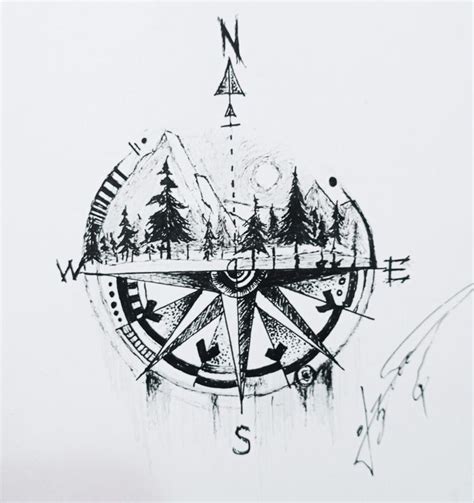 Forest Compass Tattoos I Like This Idea For A Compass Tattoo More