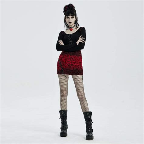 Punk Mini Suknje S Crvenim Leopard Printom Za žene Gothic Shop