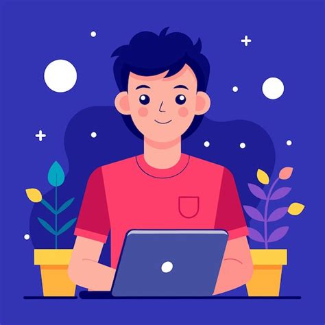 Designer Secretary Man With A Laptop Programmer Tester Digital Artist