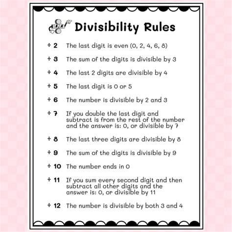 Divisibility Rules Worksheet Strategies Math Grade 4th 6th Tpt