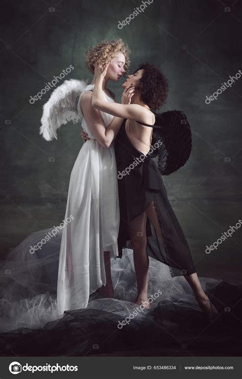 Female And Male Angel In Love