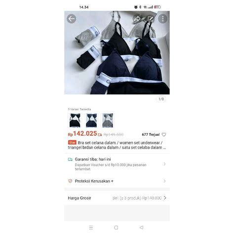 Jual Satu Set Pakaian Dalam Wanita Bra Dan Cd Bra Set Segitiga