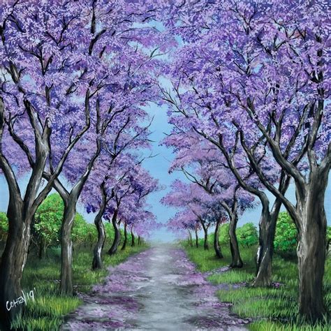 Jacaranda Trees Realistic Animal Art Paintings And Prints Flowers