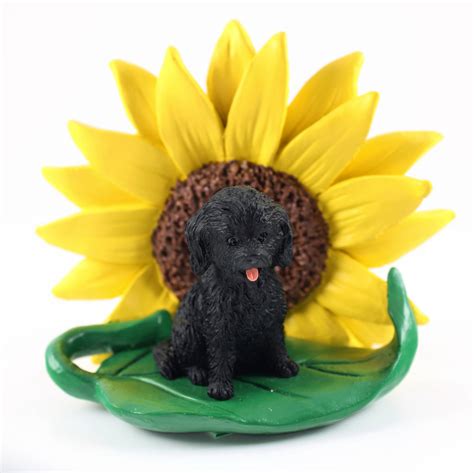 Cockapoo Sunflower Figurine Black