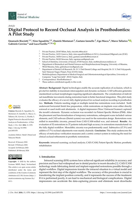 Pdf Digital Protocol To Record Occlusal Analysis In Prosthodontics A