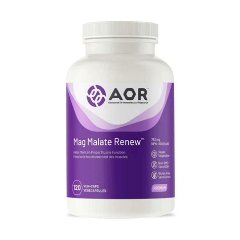 Aor Mag Malate Renew 120caps Supplement And Vitamin Store In Guelph