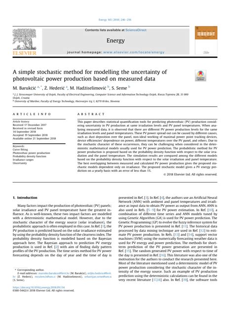 A Simple Stochastic Method For Modelling The Uncertainty Of