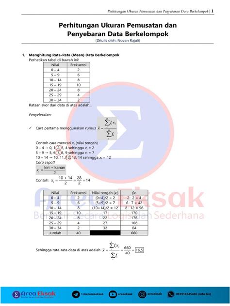 Contoh Soal Dan Pembahasan Statistika Data Berkelompok Pdf