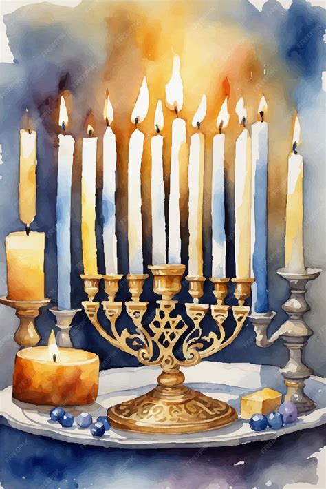 Premium Vector Vector Watercolor Painting Of Hanukkah Holiday