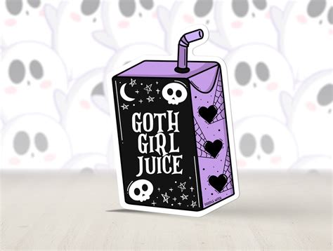 Goth Girl Juice Juice Box Water Bottle Decal Spooky Vinyl Sticker Purple Juice Carton Goth