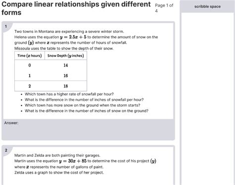 Compare Linear Relationships Given Different Forms Worksheets Pdf 8