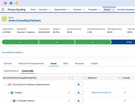 Guided Quoting Features Provus