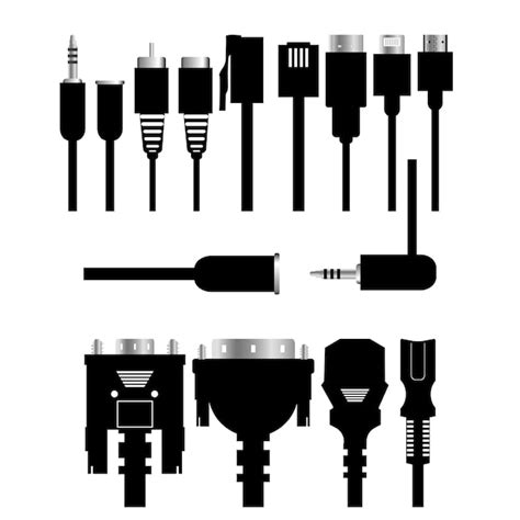 Premium Vector Monitor Hardware Icons Cabels