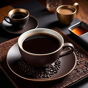 Brown Cup Coffee In The Plate Background Brown Tea Coffee Background