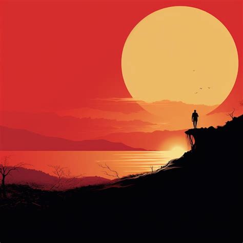 Premium AI Image Silhouette Of A Man Standing On The Edge Of A Cliff