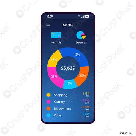 Banking Smartphone Interface Vector Template Stock Vector 3755116