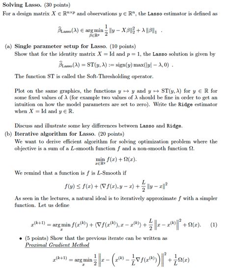 Solved Solving Lasso 30 Points For A Design Matrix X∈rn×p