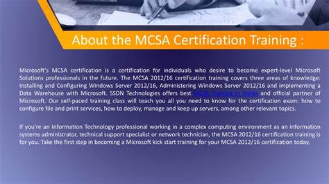 Ppt About The Mcsa Certification Training Powerpoint Presentation