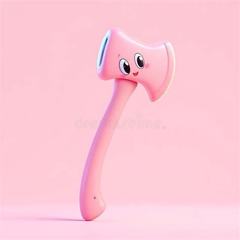 Charming Pink Cartoon Axe A Delightful 3d Render Stock Illustration