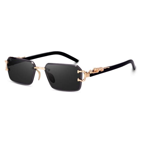 Dervin Uv Protected Rectangular Rimless Sunglasses For Men And Women
