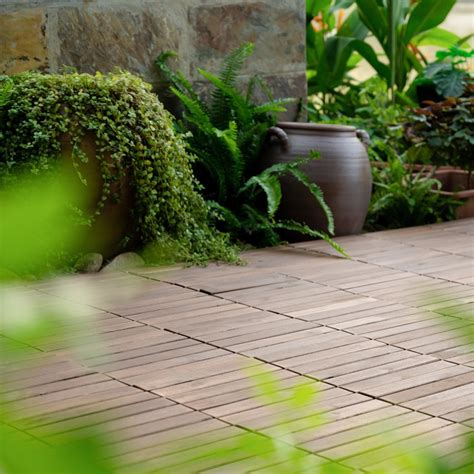 12 X 12 Square Teak Interlocking Deck Tiles