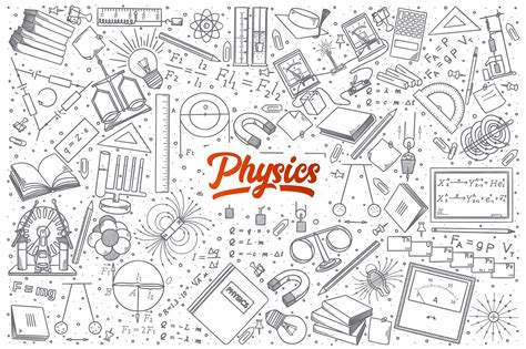 Premium Vector Hand Drawn Physics Doodle Set Background With Red