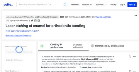 Citation Report Laser Etching Of Enamel For Orthodontic Bonding