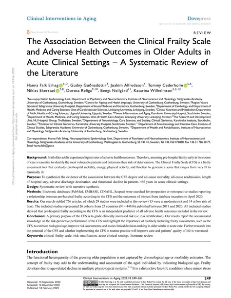 Pdf The Association Between The Clinical Frailty Scale And Adverse