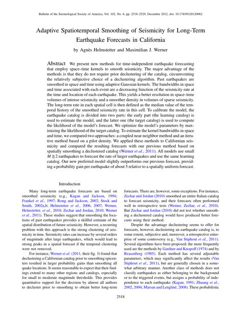 Pdf Adaptive Spatiotemporal Smoothing Of Seismicity For Long Term