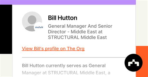 Bill Hutton General Manager And Senior Director Middle East At Structural Middle East The Org