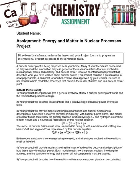 M3energyandmatterinnuclearprocessesprojectassignment 1 Pdf