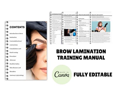 Brow Lamination Printable Manual Template Training Canva Editable