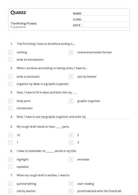50 Writing Process Worksheets For 4th Grade On Quizizz Free And Printable