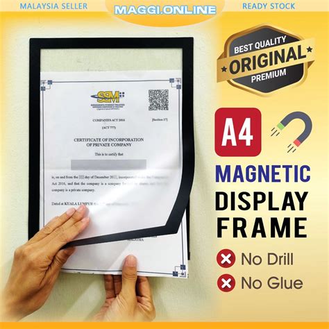 A4 Document Display Magnetic Frame Pvc Protector Cover Certificate Sop