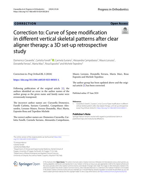 Pdf Correction To Curve Of Spee Modification In Different Vertical Skeletal Patterns After