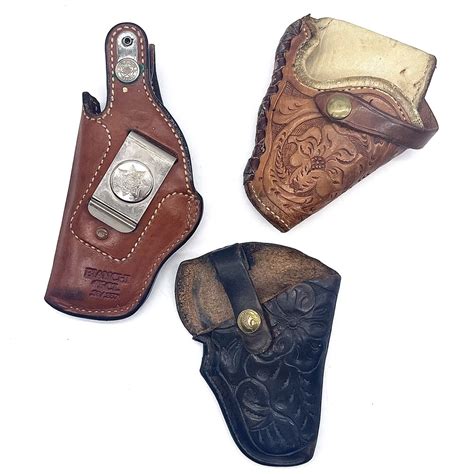 Blazing Auctions Lot Of 3 Vintage Leather Gun Holsters Bianchi