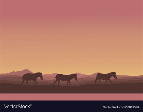 Silhouette Of Zebra Lined In Desert Royalty Free Vector