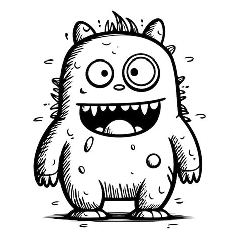 Premium Vector Funny Monster Hand Drawn Vector Illustration Isolated