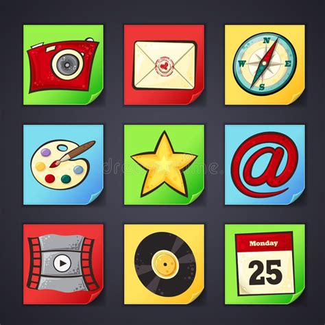 Icons For Apps In Cartoon Style Stock Vector Illustration Of Clip
