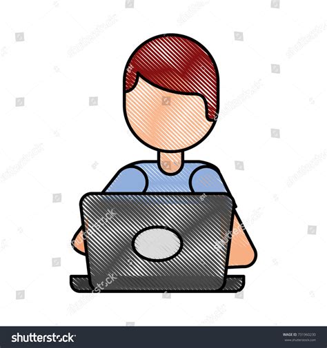 cartoon programmer laptop working writing code stock vector royalty