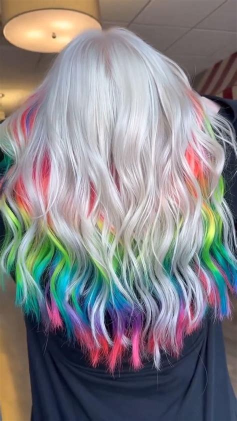 Regenboog Ombre Op Blond Haar Lange Pastel Kleuren Regenboog Pruik