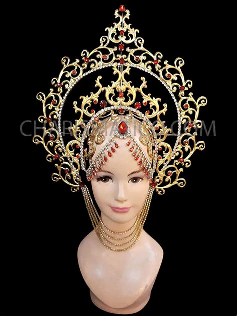 Gold Luxurious Oriental Diva Crystal Ruby Headdress