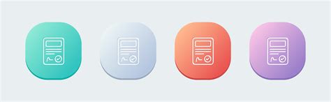 Certificate Line Icon In Flat Design Style Document Signs Vector