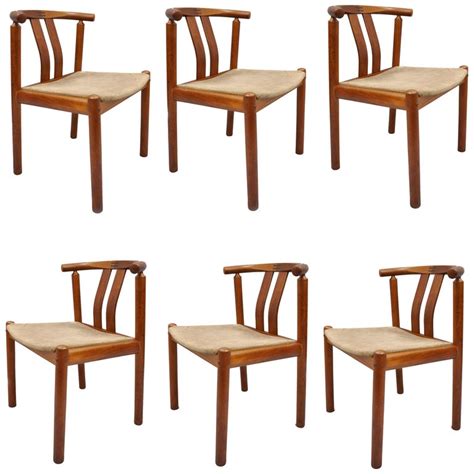 Uldum Danish Modern Teak Dining Chairs Curved Back Set Of Six For Sale