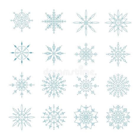 Set Of Snowflakes Vector Elegant Outline Illustration Stock Vector