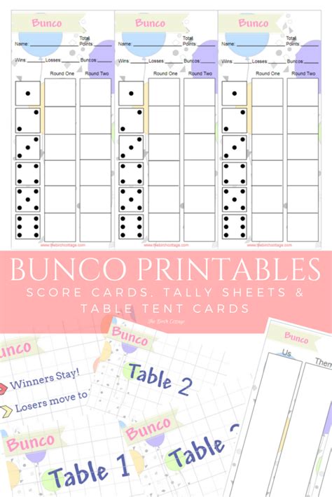 Play Bunco With Printable Bunco Score Tally And Tent Cards Bunco Score