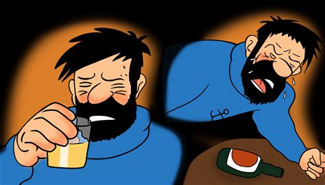 Captain Haddock Drinking And Crying Steve Harvey Meme Know Your Meme
