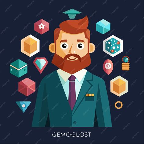 Flat Style Vector Gemologist Character Illustration Premium Ai