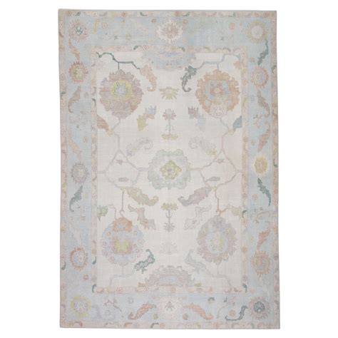 Handwoven Wool Turkish Oushak Rug 102x 14 For Sale At 1stdibs