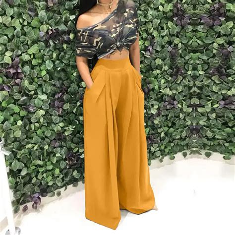 Venta Pantalones Anchos De Tela Mujer En Stock